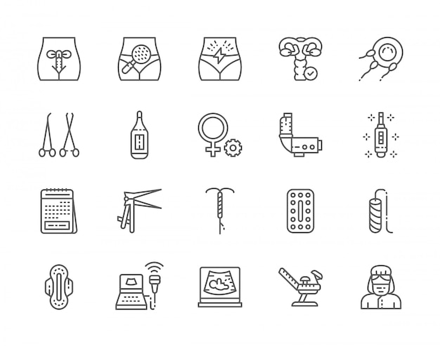Premium Vector Set Of Gynecology Line Icons