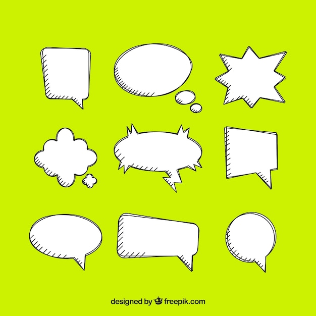Set of hand drawn speech bubbles | Free Vector Set of hand drawn speech bubbles | Free Vector