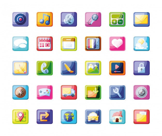 Set of icons mobile app | Premium Vector Set of icons mobile app | Premium Vector