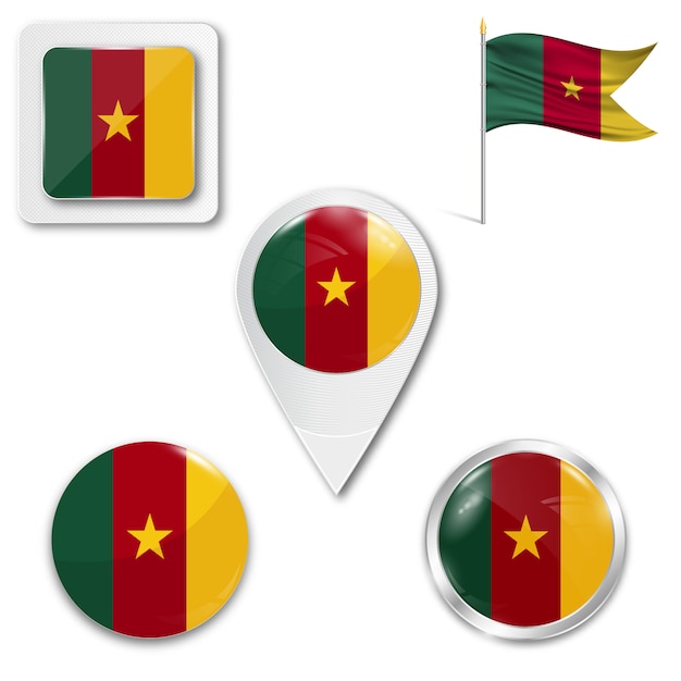 Premium Vector Set Icons National Flag Of Cameroon