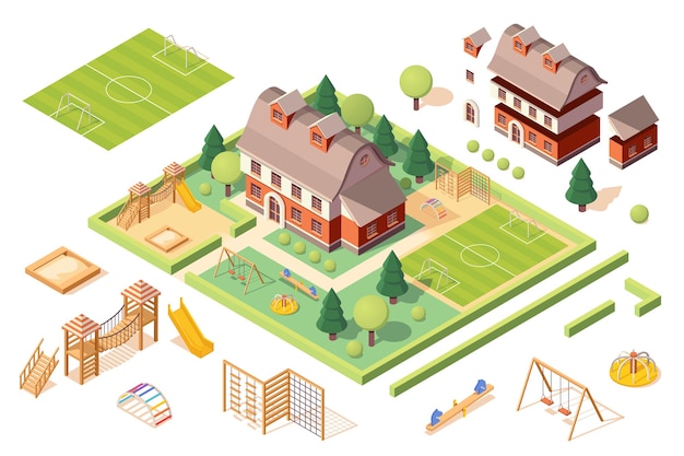 Premium Vector | Set of isolated playground equipmentskindergarten Premium Vector | Set of isolated playground equipmentskindergarten