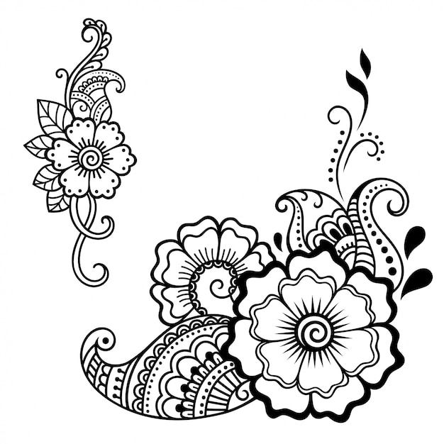 Premium Vector Set Of Mehndi Flower Decoration In Ethnic Oriental