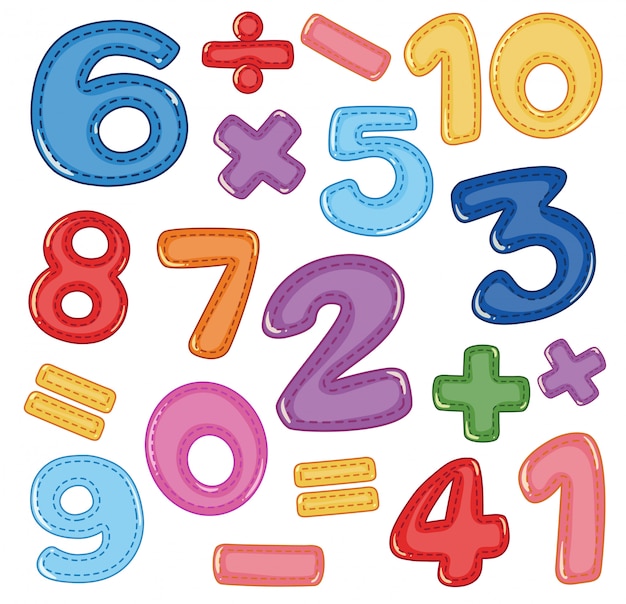 A set of number and math icon | Premium Vector A set of number and math icon | Premium Vector