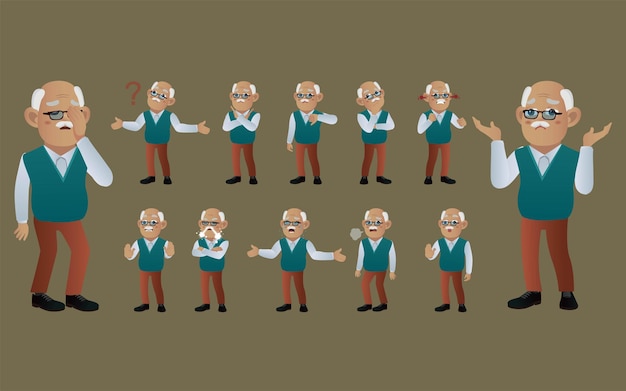 Premium Vector | Set of old people with different emotion Premium Vector | Set of old people with different emotion