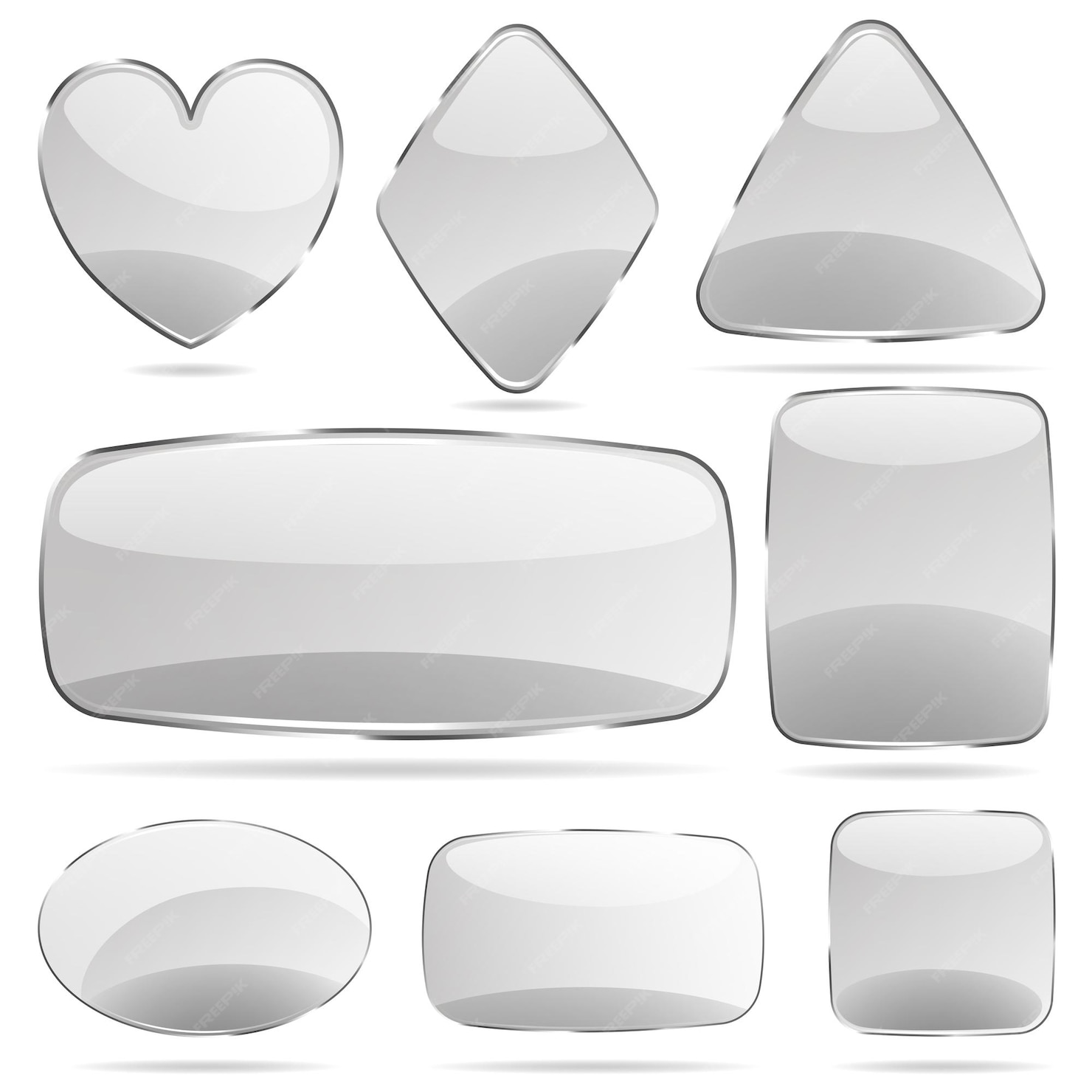Premium Vector Set Of Opaque Glass Shapes In Gray Colors