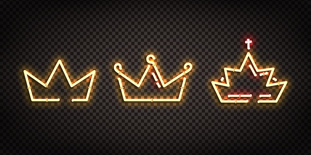 Premium Vector | Set of realistic neon sign of crown logo for ... Premium Vector | Set of realistic neon sign of crown logo for ...