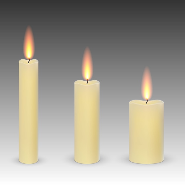 Premium Vector | Set of realistic paraffin burning candles isolated Premium Vector | Set of realistic paraffin burning candles isolated