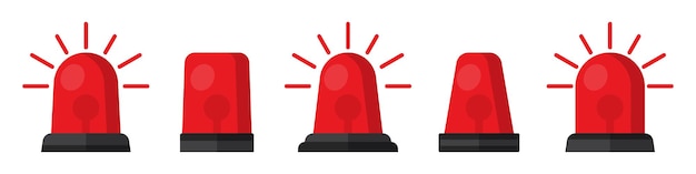 Premium Vector | Set of red flasher siren in a flat design Premium Vector | Set of red flasher siren in a flat design