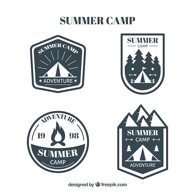Free Vector Set Of Summer Camp Badges In Flat Style