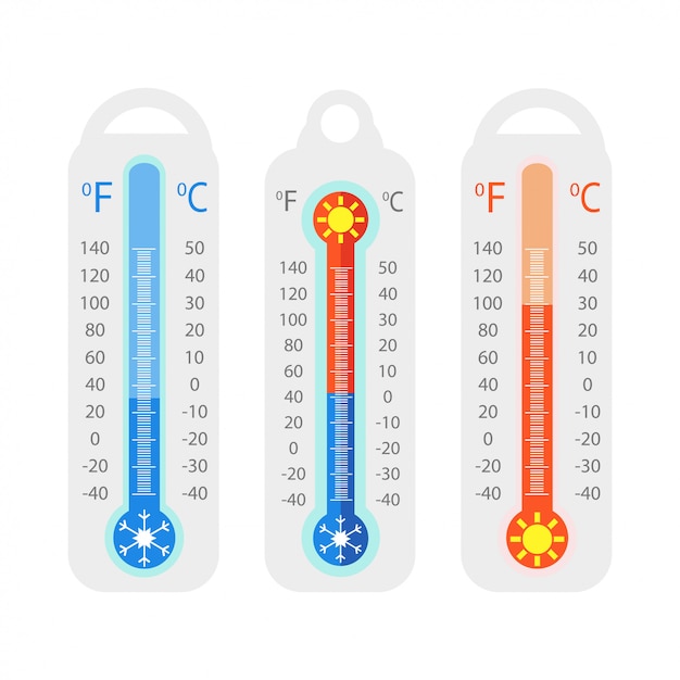 Premium Vector | Set of three thermometers Premium Vector | Set of three thermometers