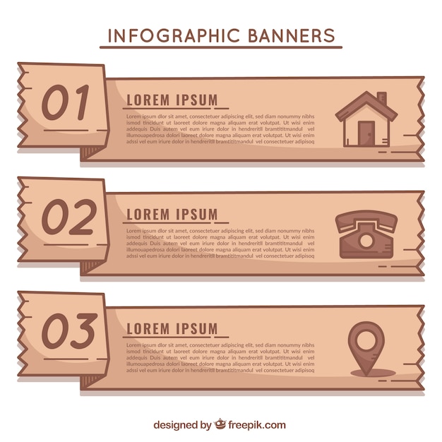Free Vector | Set of three vintage infographic banners Free Vector | Set of three vintage infographic banners