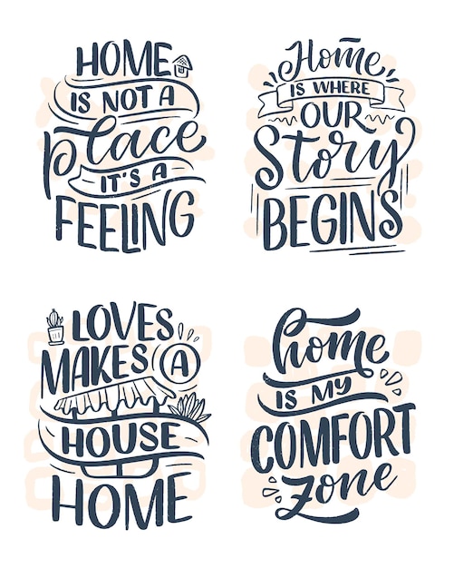Premium Vector Set With Hand Drawn Lettering Quotes In Modern