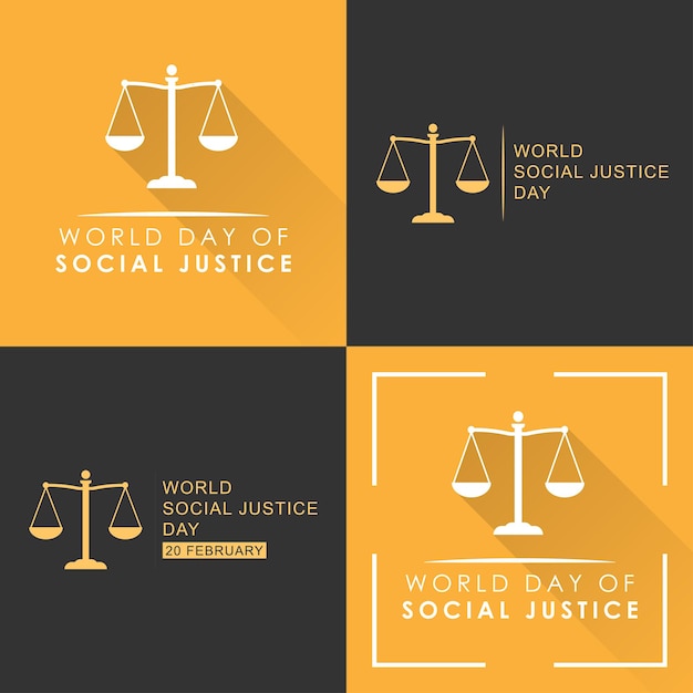 Premium Vector Set World Day Of Social Justice Illustration Template