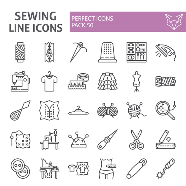 Premium Vector Sewing Line Icon Set Tailor Collection