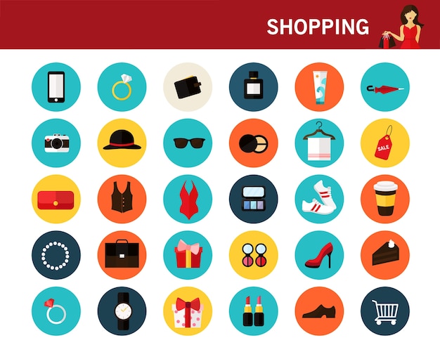 Premium Vector | Shopping concept flat icons. Premium Vector | Shopping concept flat icons.