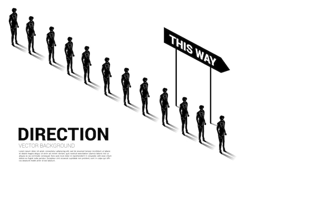 Premium Vector | Silhouette group of businessman queue with direction Premium Vector | Silhouette group of businessman queue with direction