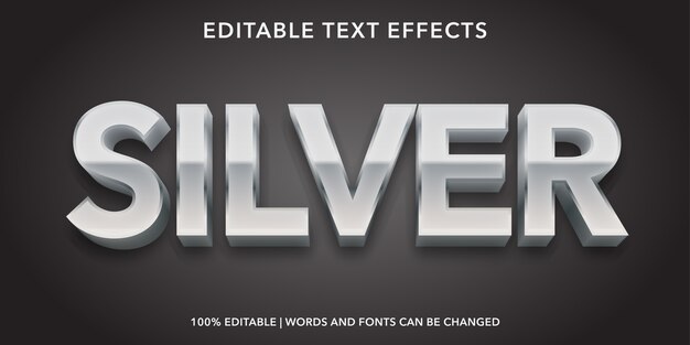 Premium Vector Silver Editable Text Effect