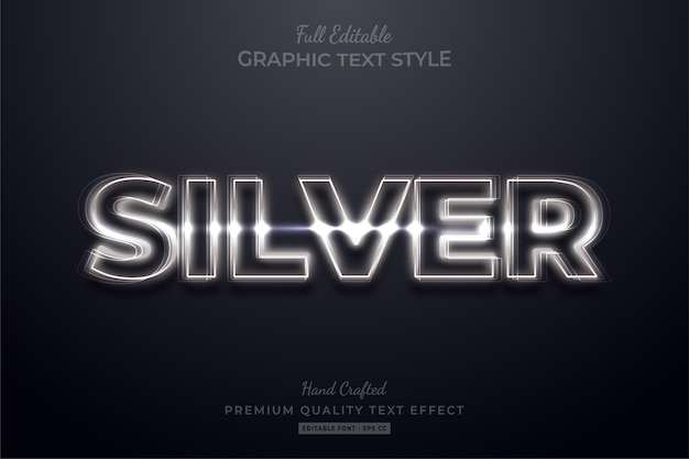 Premium Vector Silver Glow Editable Text Style Effect