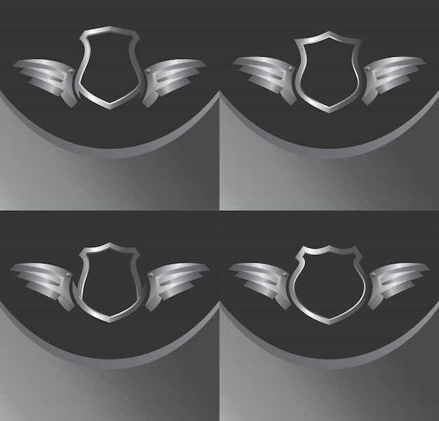 Premium Vector Silver Shield And Wing Theme Vector Illustration
