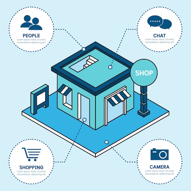 Premium Vector | Simple shop building infographic template Premium Vector | Simple shop building infographic template