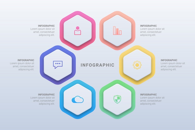 Premium Vector | Six hexagons infographic template Premium Vector | Six hexagons infographic template