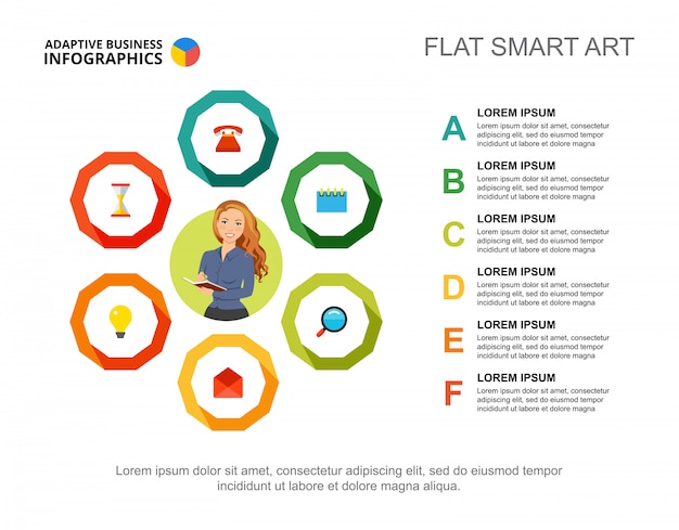 Free Vector | Six points list process chart template for presentation Free Vector | Six points list process chart template for presentation