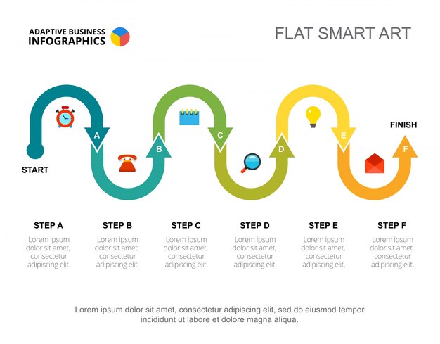 Premium Vector | Six steps startup slide template Premium Vector | Six steps startup slide template