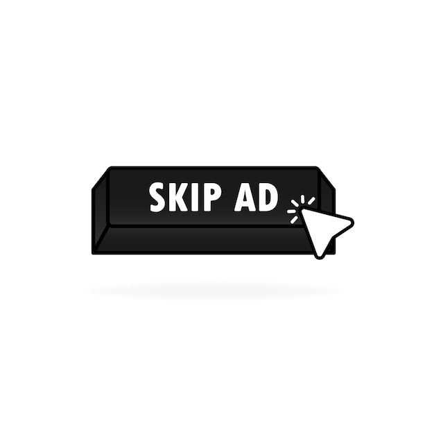 Premium Vector | Skip ad button. skip ad icon with click cursor. click. hand icon pointer ...