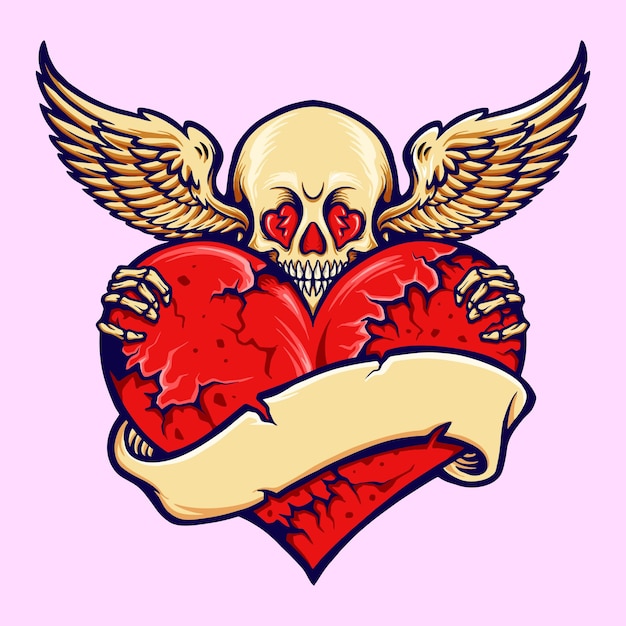Premium Vector Skull Heart Cracked Love
