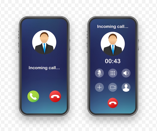 Premium Vector | Smartphone with incoming call on display. incoming ... Premium Vector | Smartphone with incoming call on display. incoming ...