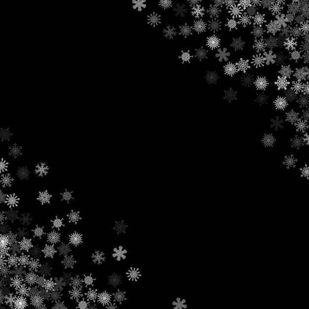 Premium Vector | Snowfall with random snowflakes in the dark Premium Vector | Snowfall with random snowflakes in the dark