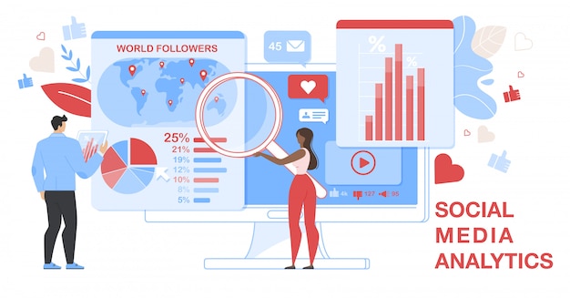 Premium Vector | Social media analytics horizontal banner. analytic Premium Vector | Social media analytics horizontal banner. analytic