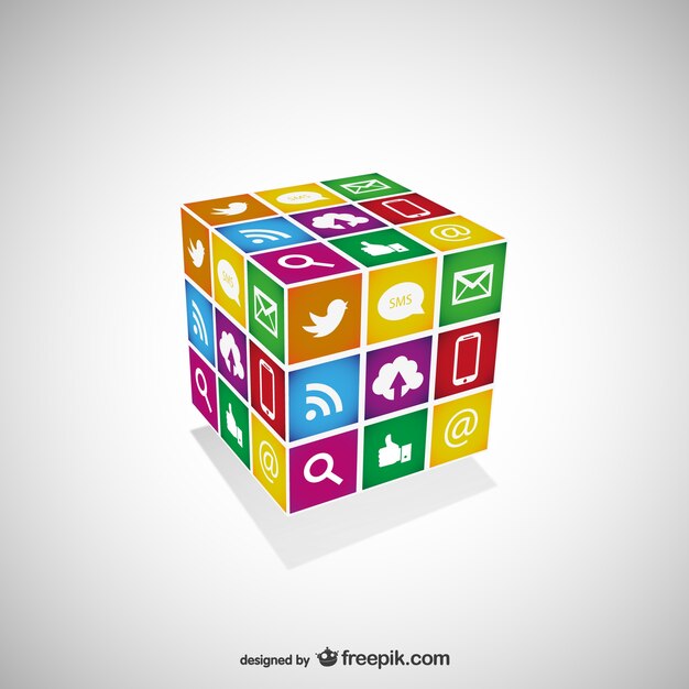 Free Vector | Social media cube Free Vector | Social media cube