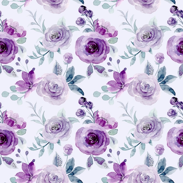 Premium Vector Soft Purple Floral Watercolor Seamless Pattern