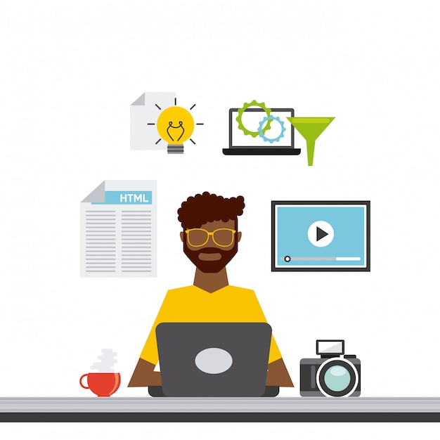 Premium Vector | Software developer and programmer