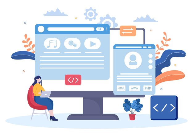 Premium Vector | Software development and programming code on computer ...