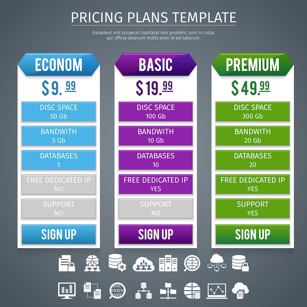 Premium Vector | Software pricing plans template Premium Vector | Software pricing plans template