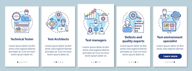 Premium Vector Software Testing Roles Onboarding Mobile App Page