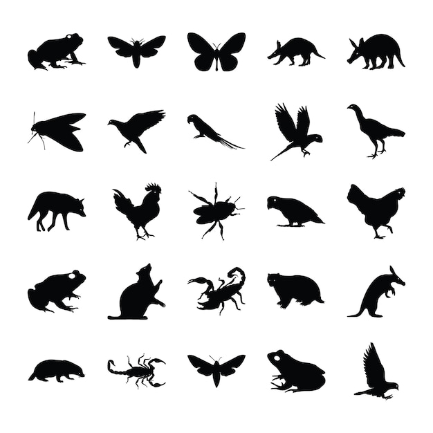 Premium Vector | Solid pictograms of animals Premium Vector | Solid pictograms of animals