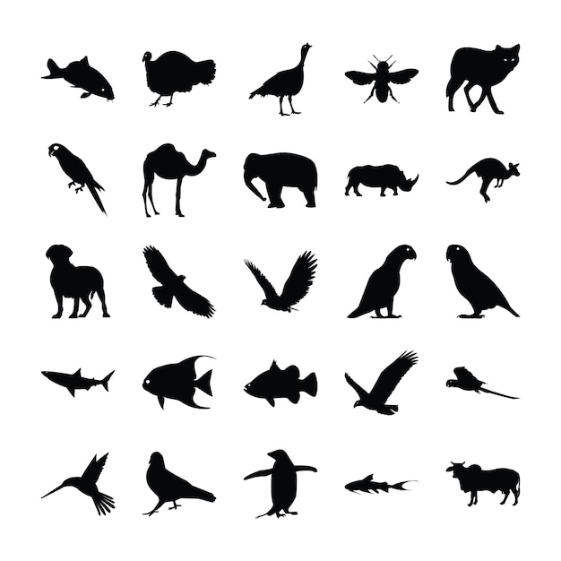 Solid pictograms of animals | Premium Vector Solid pictograms of animals | Premium Vector