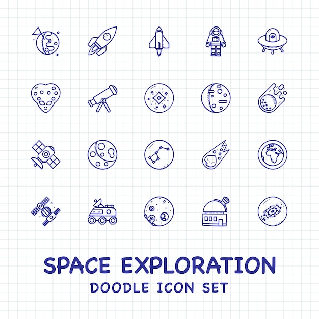 Premium Vector | Space exploration doodle icons set Premium Vector | Space exploration doodle icons set