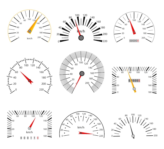 Premium Vector | Speedometer set Premium Vector | Speedometer set
