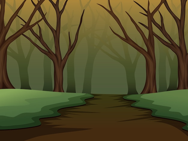 Premium Vector | Spooky forest of halloween on the night Premium Vector | Spooky forest of halloween on the night