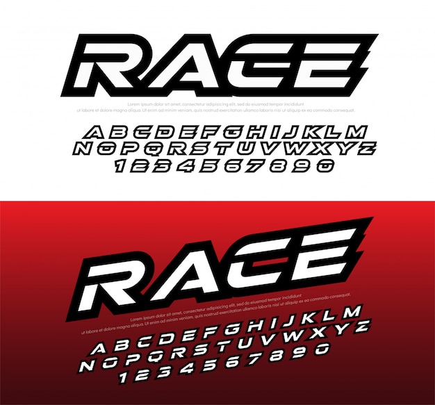 Premium Vector | Sport modern alphabet and number fonts. racing typography Premium Vector | Sport modern alphabet and number fonts. racing typography