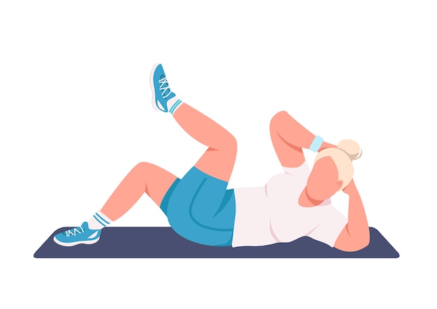 Premium Vector Sportswoman Doing Crunches Flat Color Faceless Character