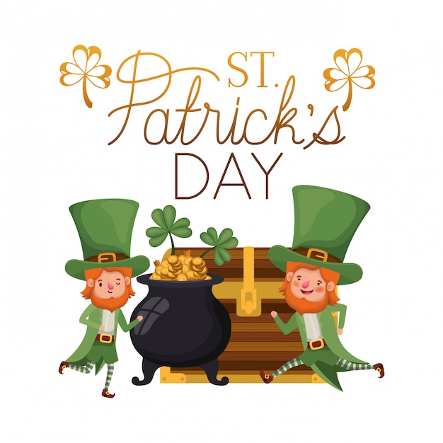 Premium Vector St Patricks Day Label With Leprechauns Character
