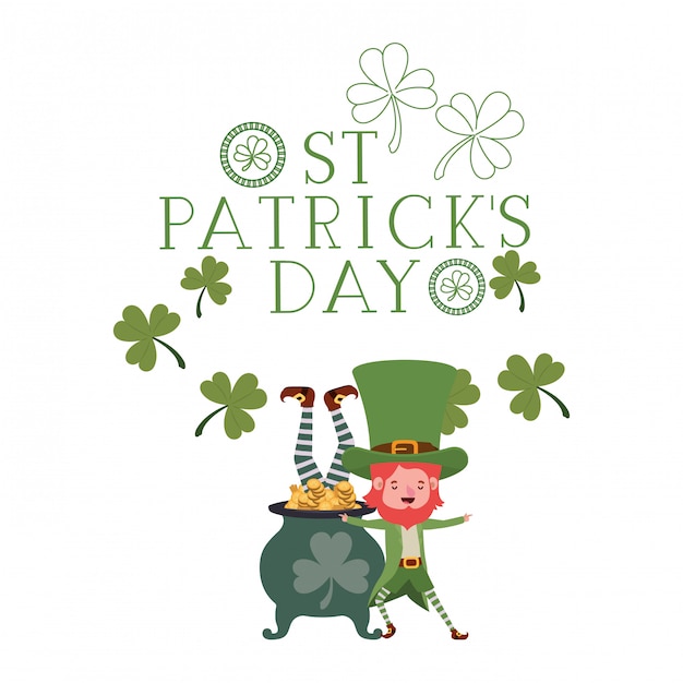Premium Vector St Patricks Day Label With Leprechauns Character
