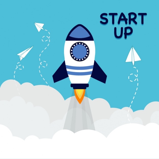 Premium Vector | Startup background with rocket Premium Vector | Startup background with rocket