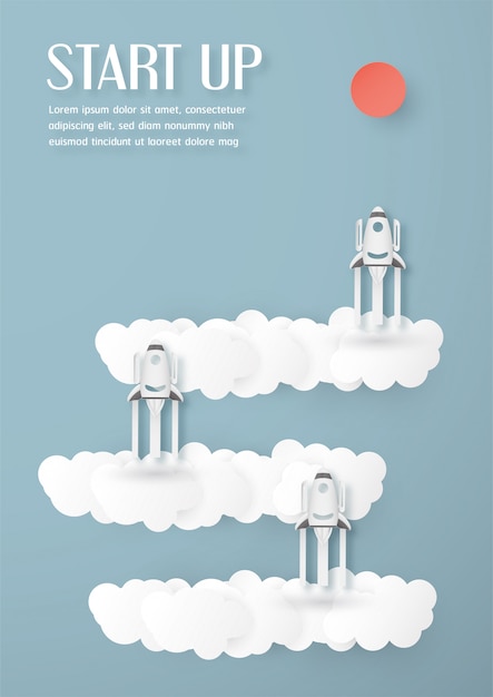 Premium Vector | Startup poster with rocket. Premium Vector | Startup poster with rocket.