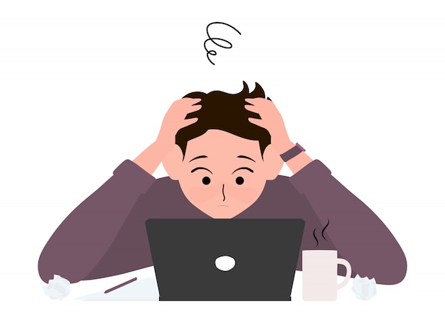 Stressful businessman working in office tired and bored illustration ... Stressful businessman working in office tired and bored illustration ...